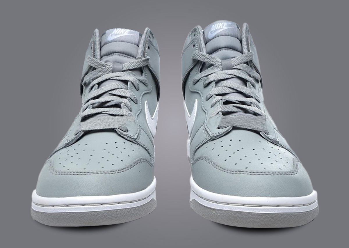 Wolf Grey Leather Wraps Around This Nike Dunk High