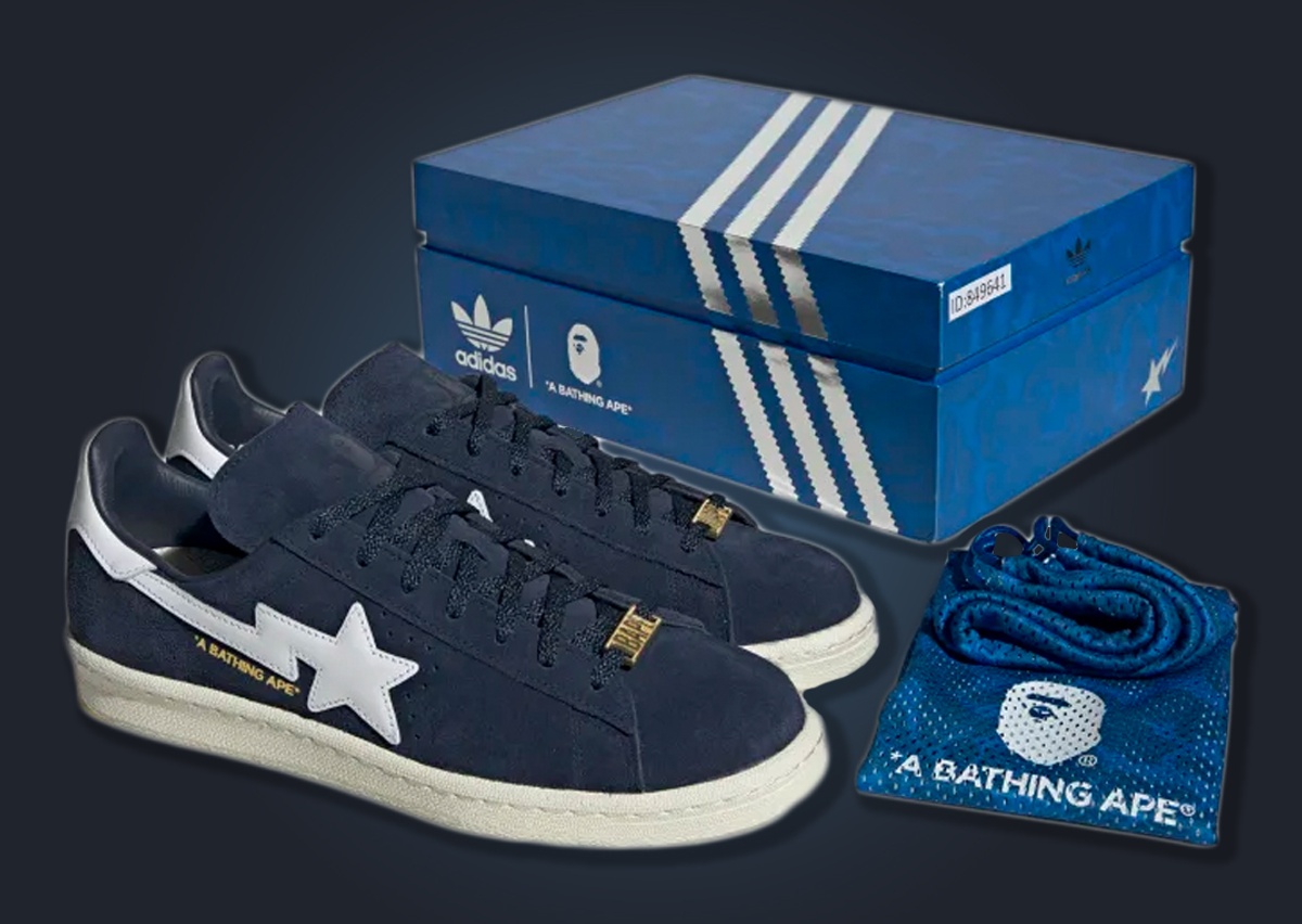 The BAPE x adidas Campus 80s Collegiate Navy Drops On April 1st