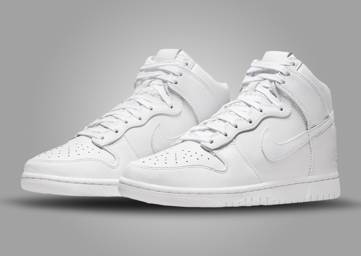 This All White Nike Dunk High Carries Chinese Motifs