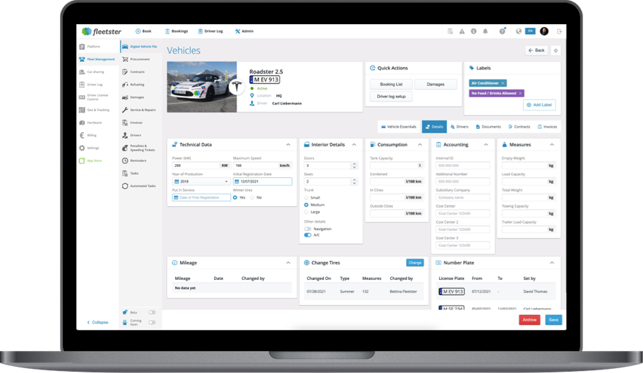 Smarte Fuhrpark-Management Software