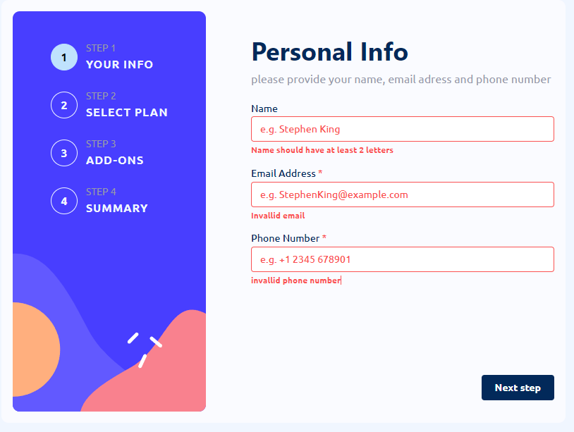 Project page -- Multistep Form