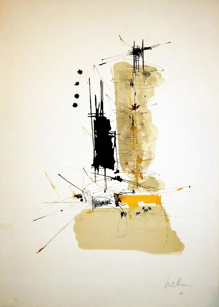 Georges Mathieu Composition Abstraite (Signed Print) 1961