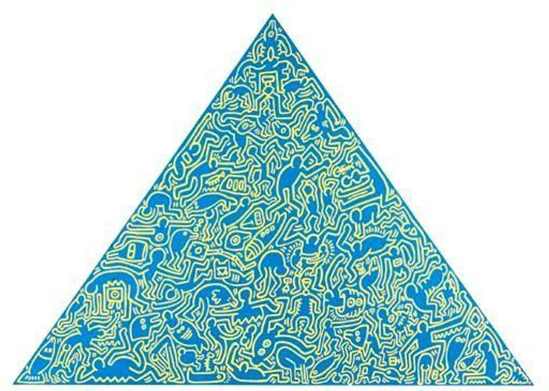 Keith Haring Pyramid (blue I) (Signed Print) 1989 | For Sale