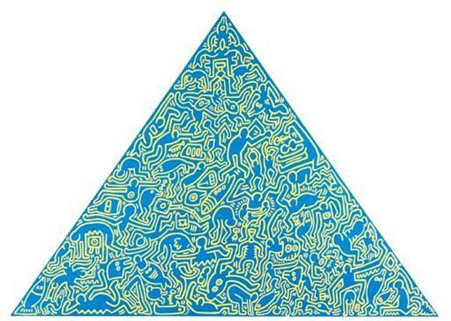 Keith Haring Pyramid (blue I) (Signed Print) 1989 | For Sale