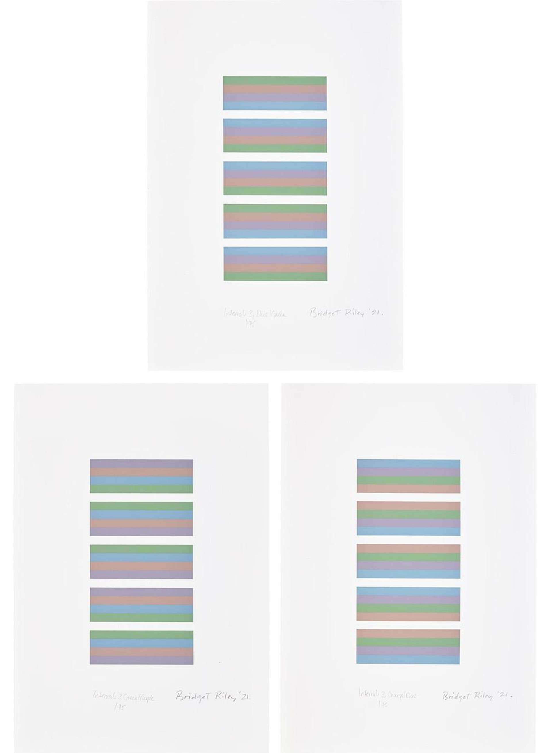 Bridget Riley Intervals 3 (complete set) (Signed Print) 2021 | MyArtBroker