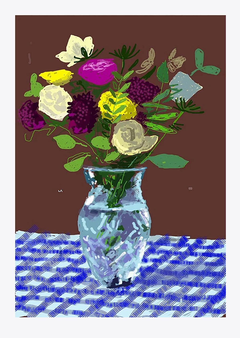 David Hockney 20th March 2021, Flowers, Glass Vase On A Table (Signed ...