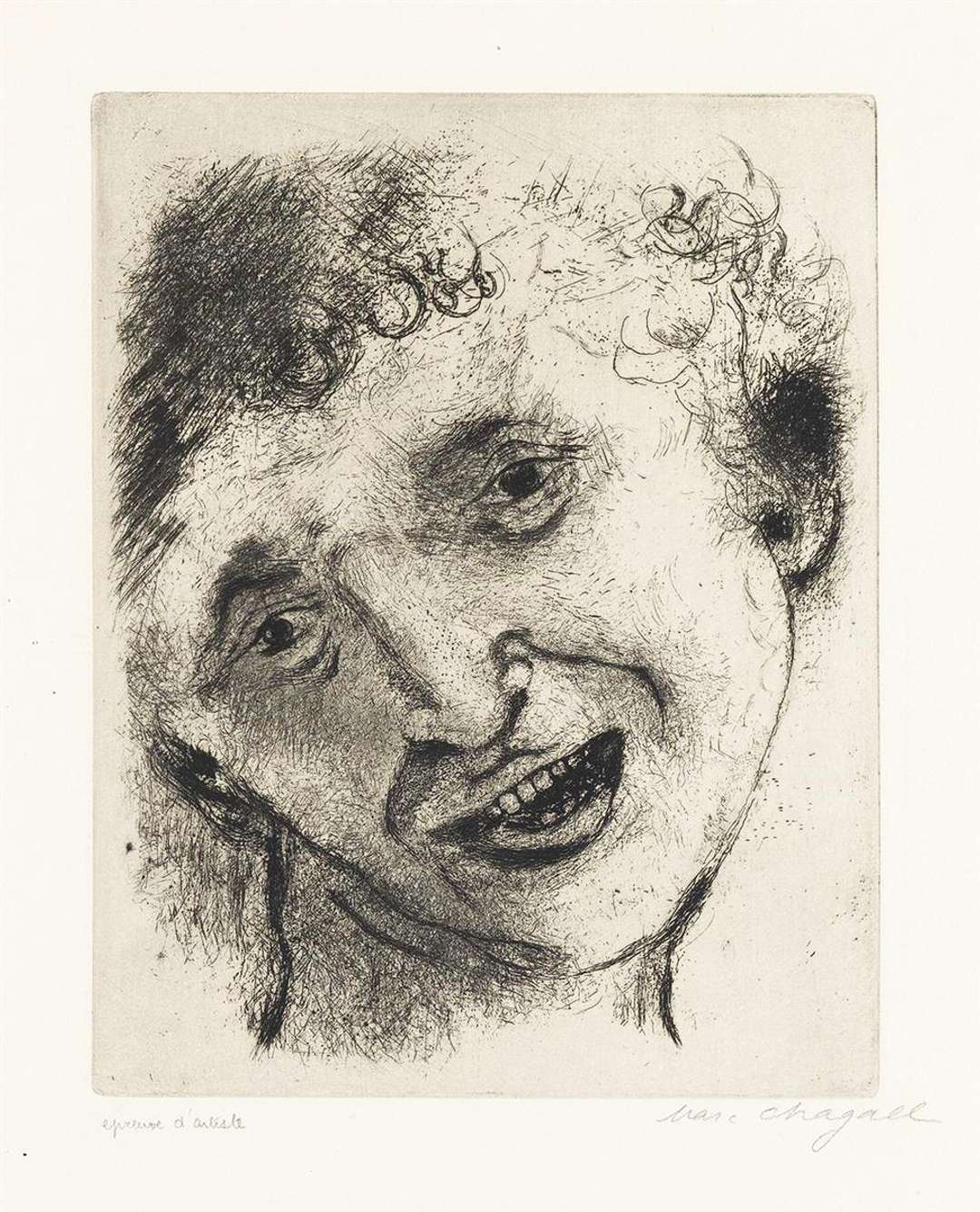Marc Chagall Self Portrait With Smiling Face (Signed Print) 1924 | For Sale