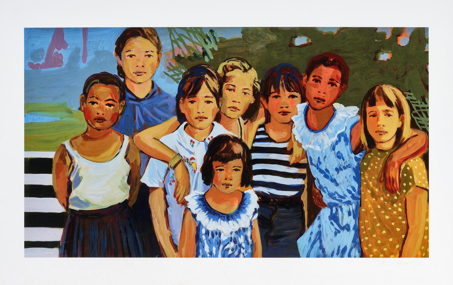 Claire Tabouret Girlfriends (Stripes) (Signed Print) 2021 | MyArtBroker
