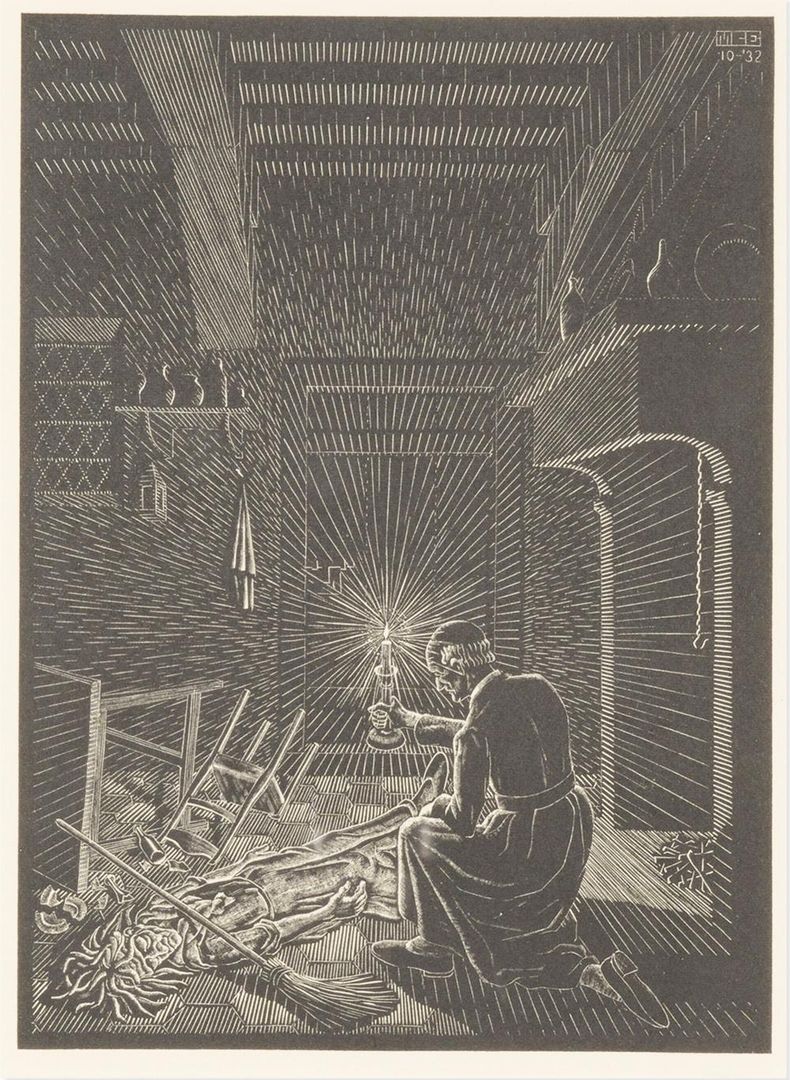 Maurits Cornelis Escher Death Of The Witch (Signed Print) 1933 | For Sale