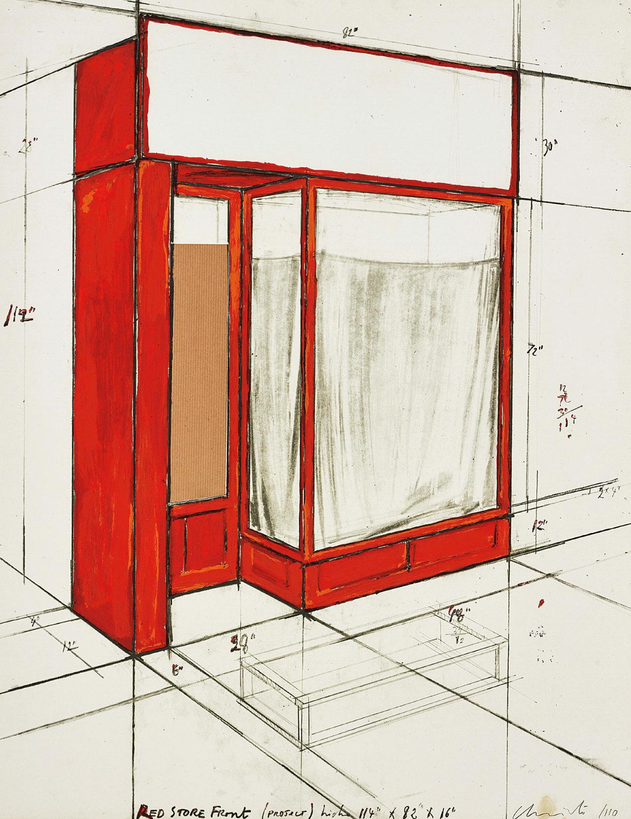 Christo Red Store Front, Project (Signed Print) 1977 | For Sale