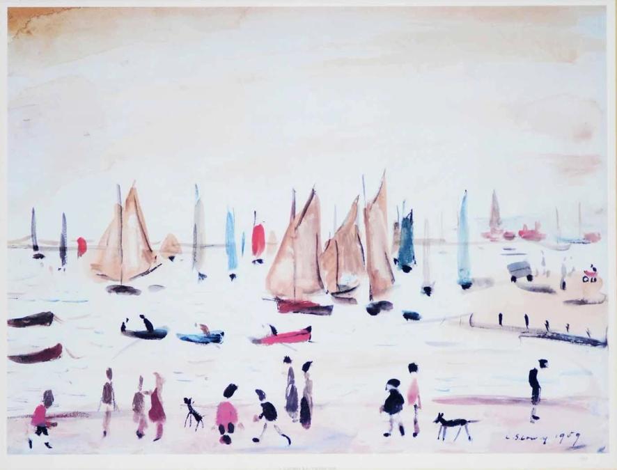 L S Lowry Boats At Lytham (Signed Print) 1959 | MyArtBroker
