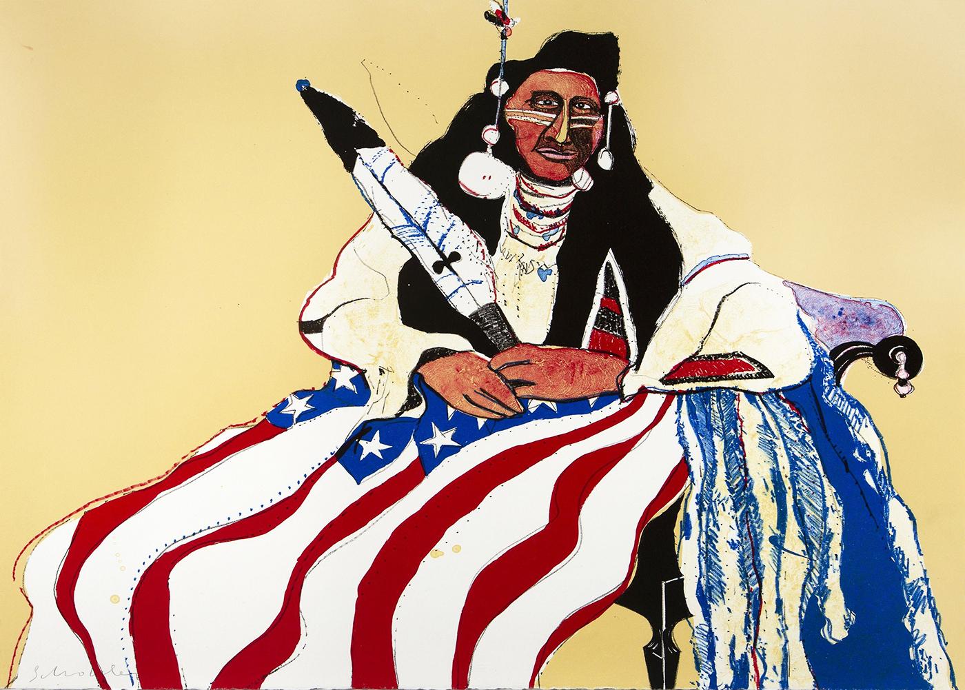 Fritz William Scholder Bicentennial Indian (Signed Print) 1974 ...