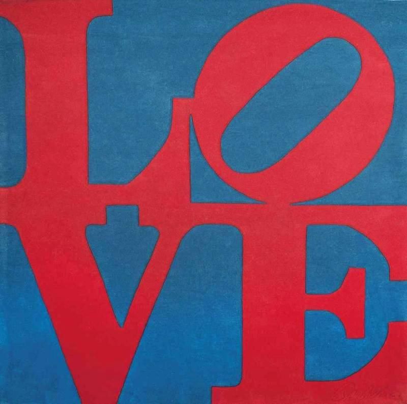 Robert Indiana Chosen Love (red and blue) (Wool) 1995 | MyArtBroker