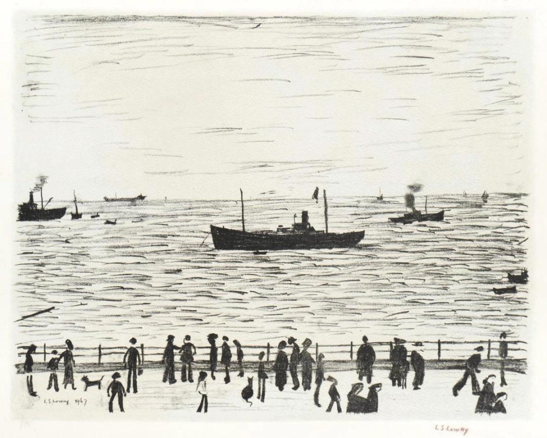 L S Lowry Seaside Promenade (Signed Print) 1967 | MyArtBroker