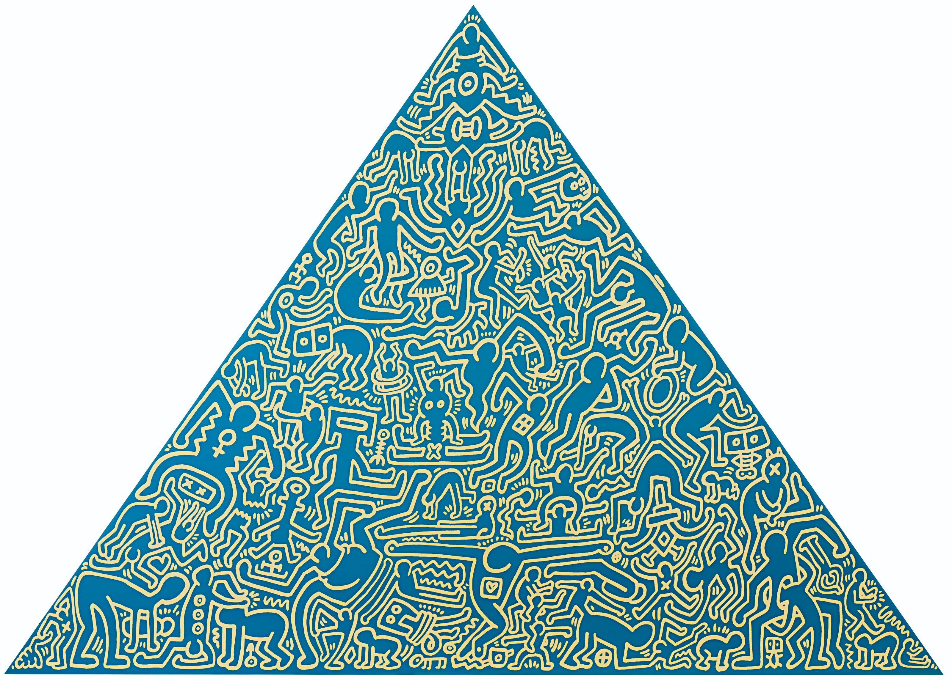 Keith Haring Pyramid (blue II) (Signed Print) 1989 | For Sale