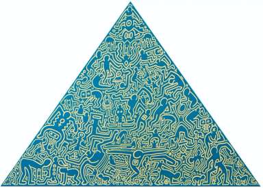 Keith Haring Pyramid (blue II) (Signed Print) 1989 | For Sale