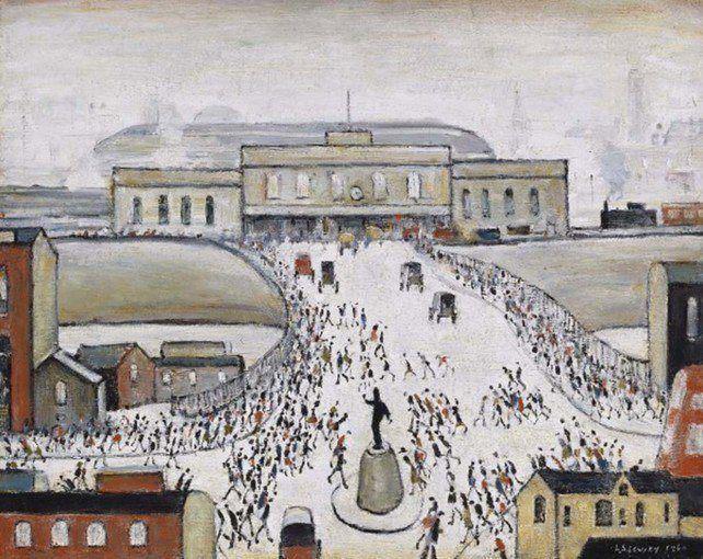 L S Lowry Station Approach (Signed Print) 1972 | MyArtBroker