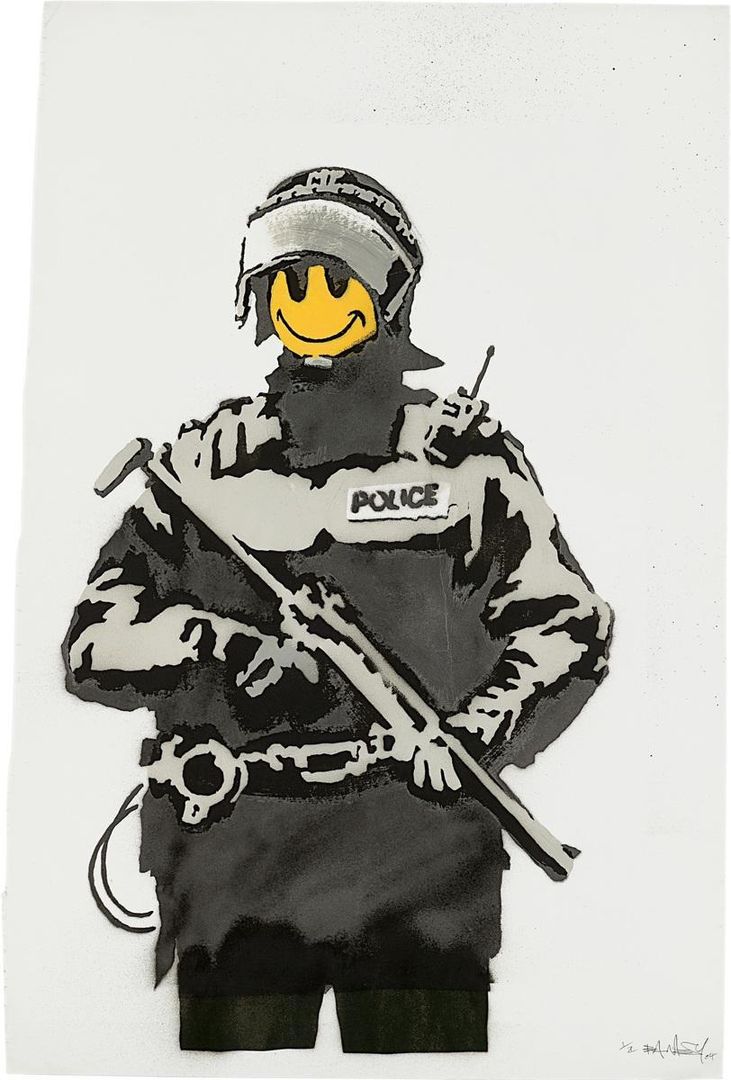 Banksy Riot Cop (Signed Mixed Media) 2004 | MyArtBroker