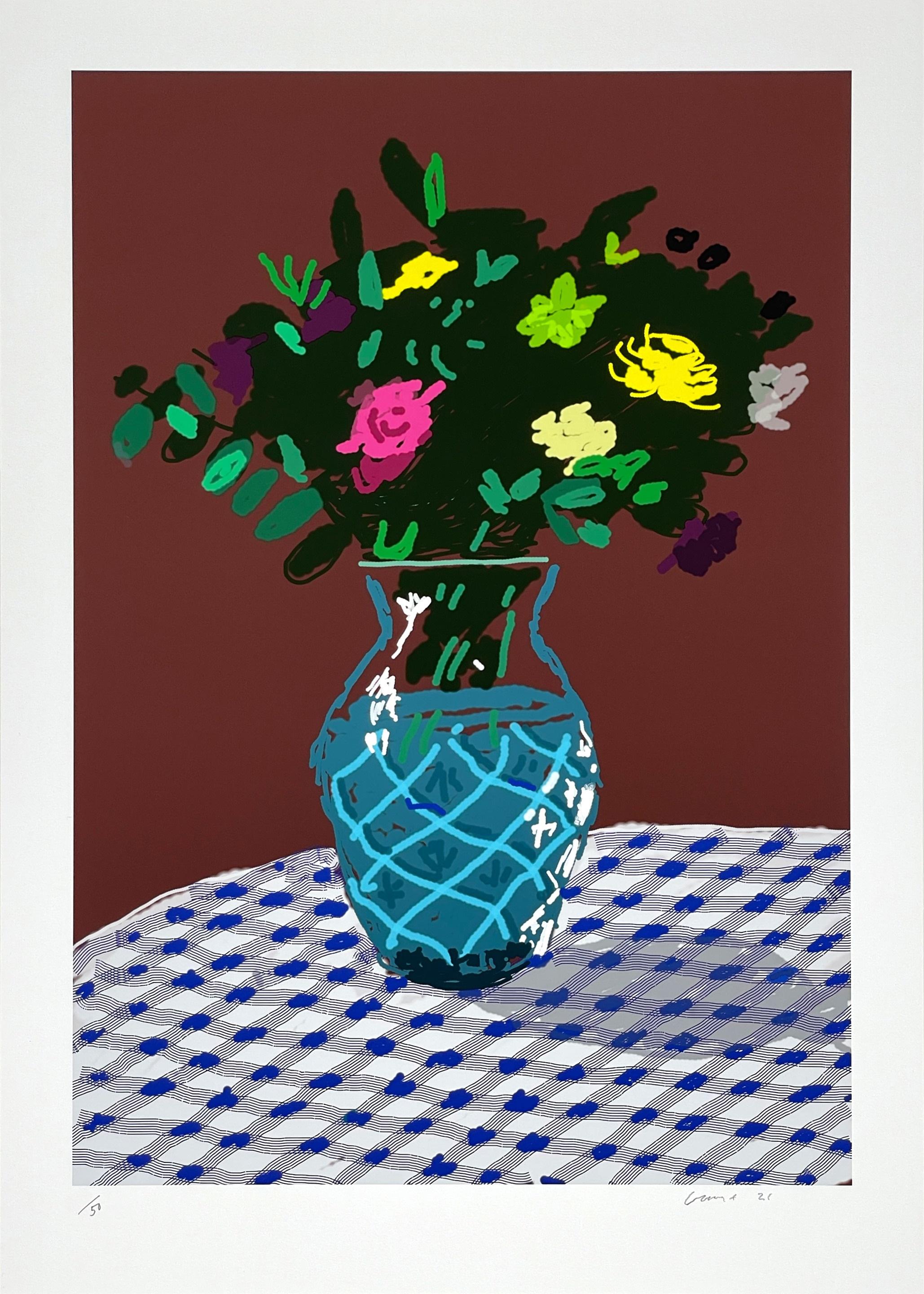 David Hockney 21st March 2021, Purple And Yellow Flowers In A Vase ...
