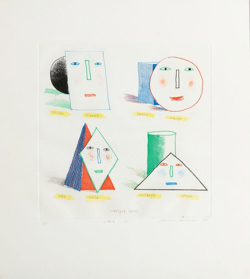 David Hockney Simplified Faces (State II) (Signed Print) 1973 | MyArtBroker