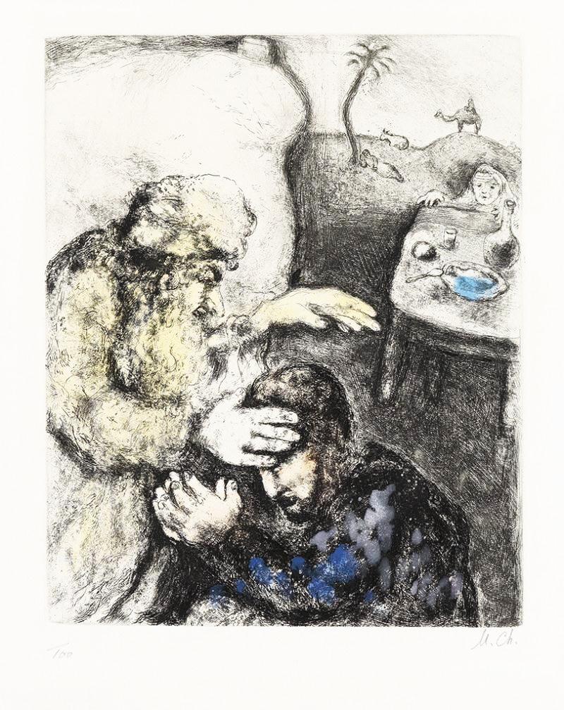 Marc Chagall Jacob Blessed By Isaac (Signed Print) 1931 | MyArtBroker
