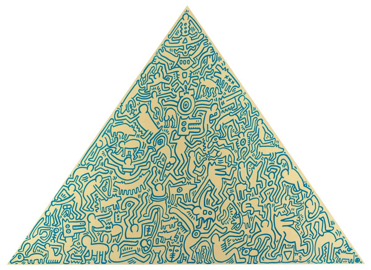 Keith Haring Pyramid (gold II) (Signed Print) 1989 | MyArtBroker