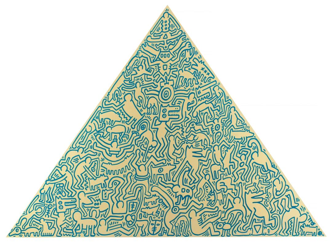 Keith Haring Pyramid (gold II) (Signed Print) 1989 | MyArtBroker