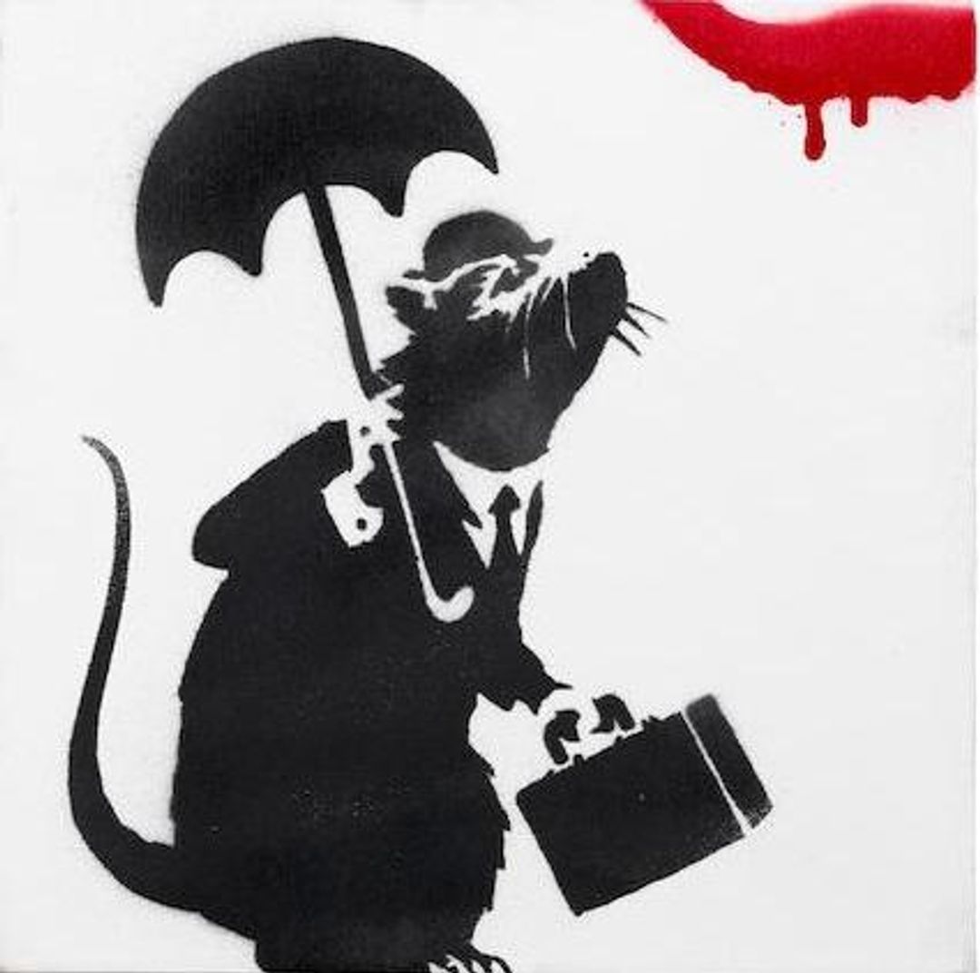 Banksy Rat With Umbrella (Mixed Media) 2004 | MyArtBroker