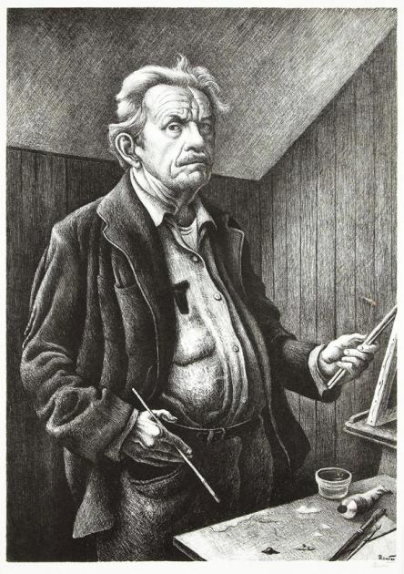 Thomas Hart Benton Self Portrait (Signed Print) 1972 | MyArtBroker