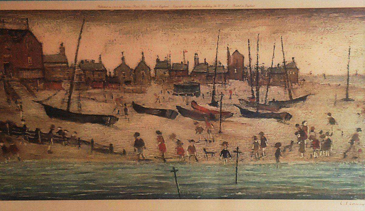 L S Lowry The Beach (Signed Print) 1973 | MyArtBroker