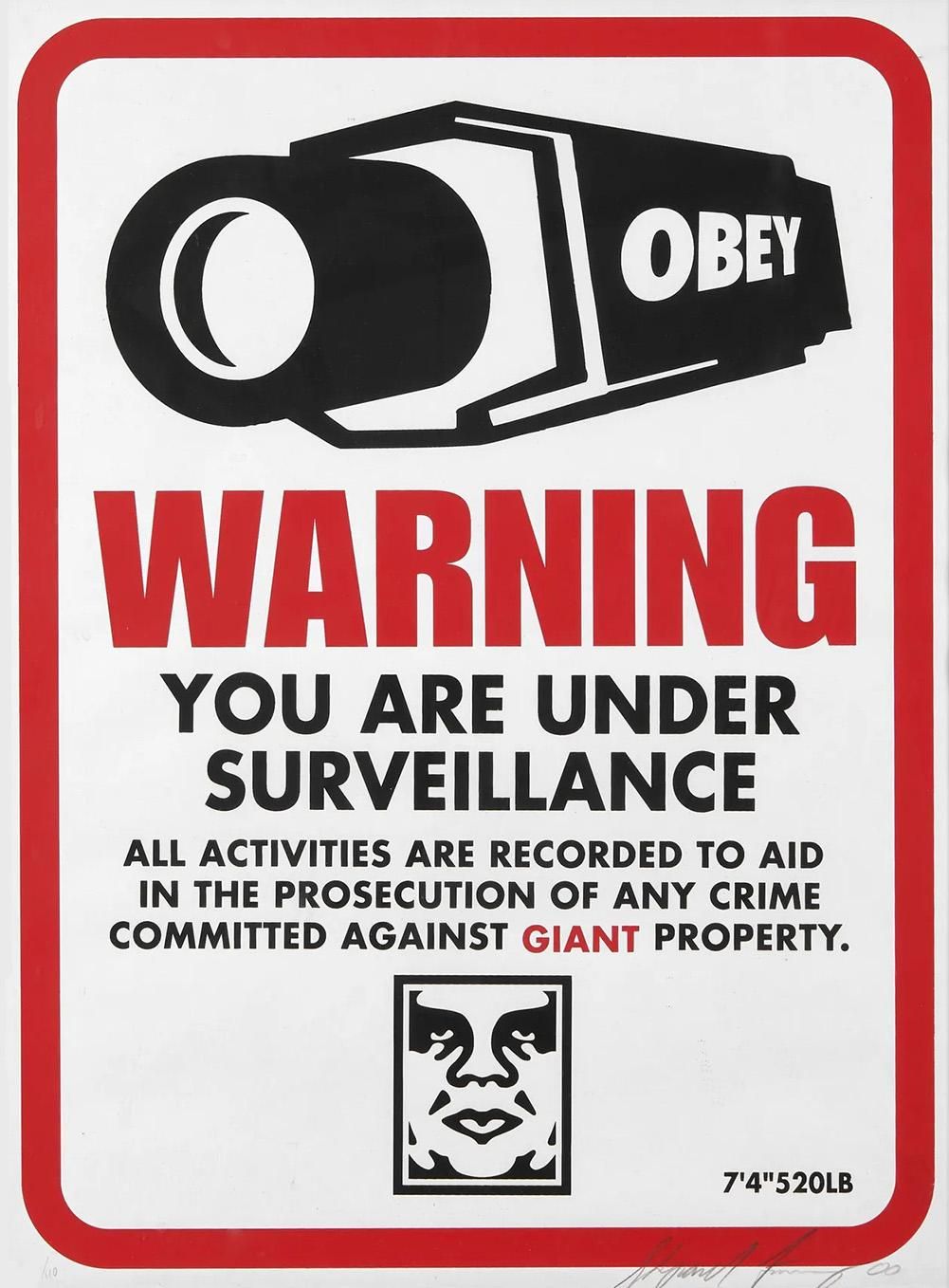 Shepard Fairey Surveillance Warning (Signed Print) 2000 | MyArtBroker