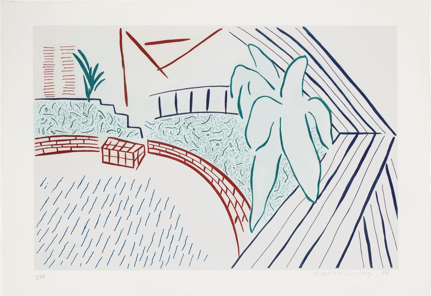 David Hockney My Pool And Terrace (Signed Print) 1983 | MyArtBroker