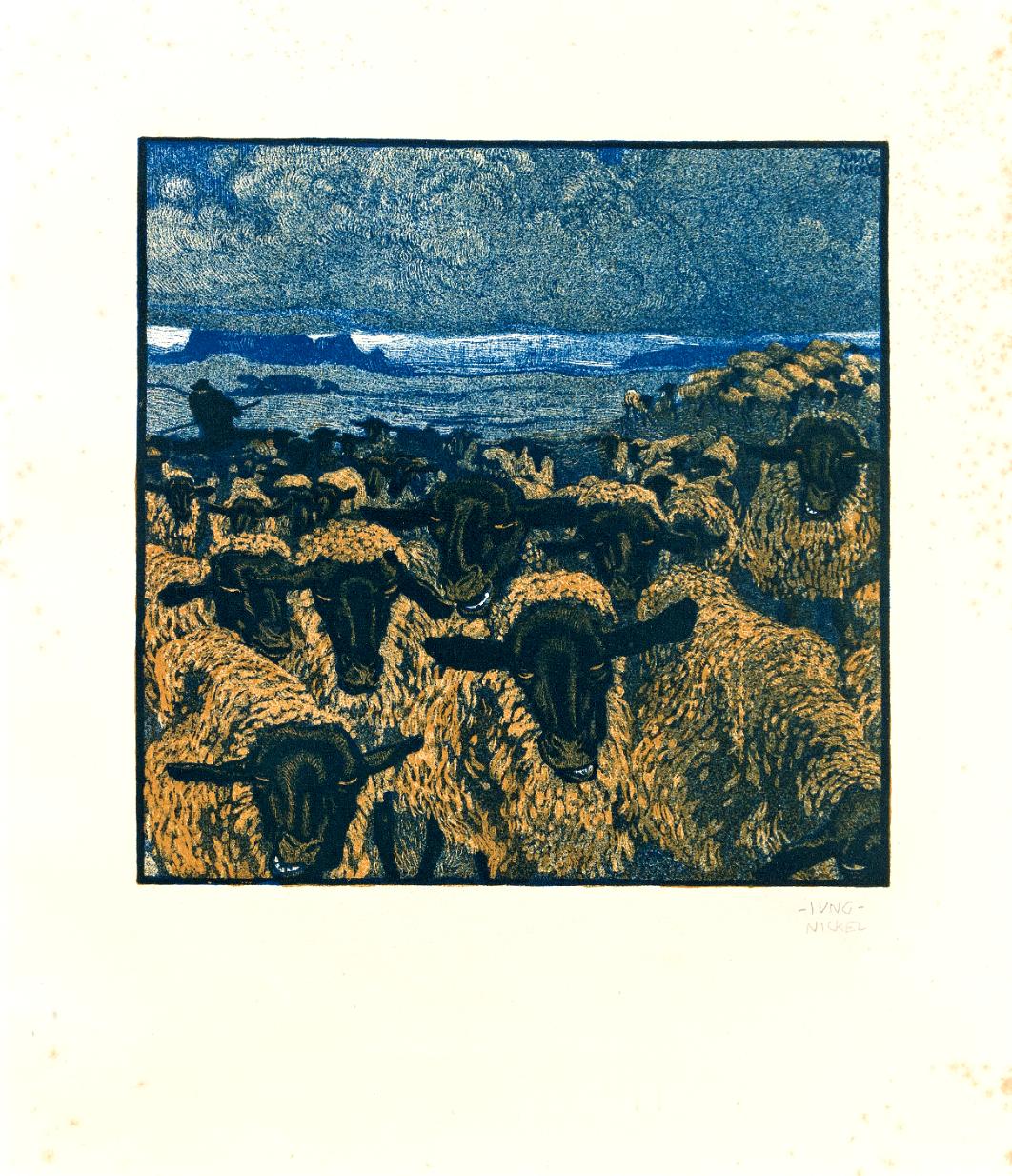 Ludwig Heinrich Jungnickel Homecoming Sheep (Signed Print) 1909 ...