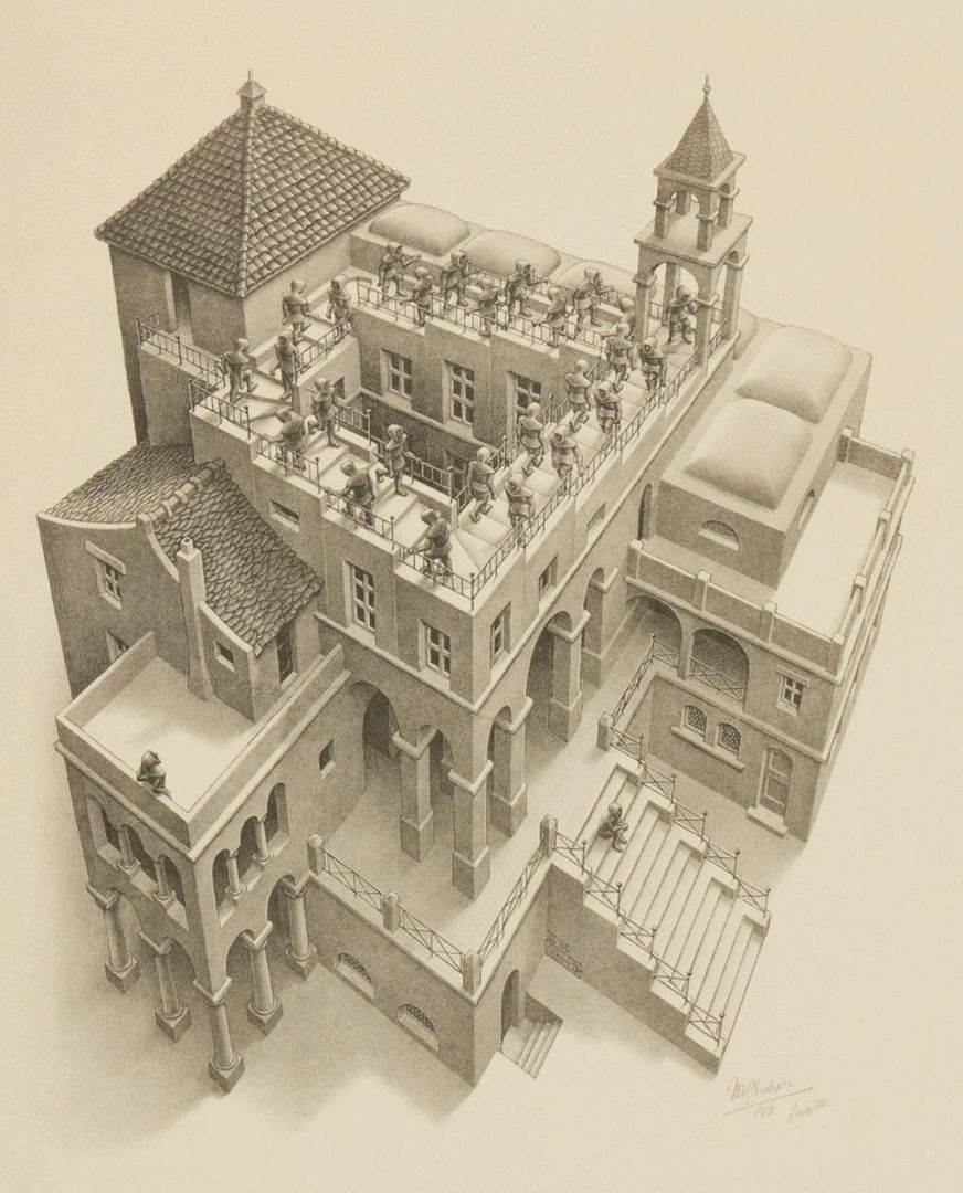 Maurits Cornelis Escher Ascending And Descending (Signed Print) 1960 ...