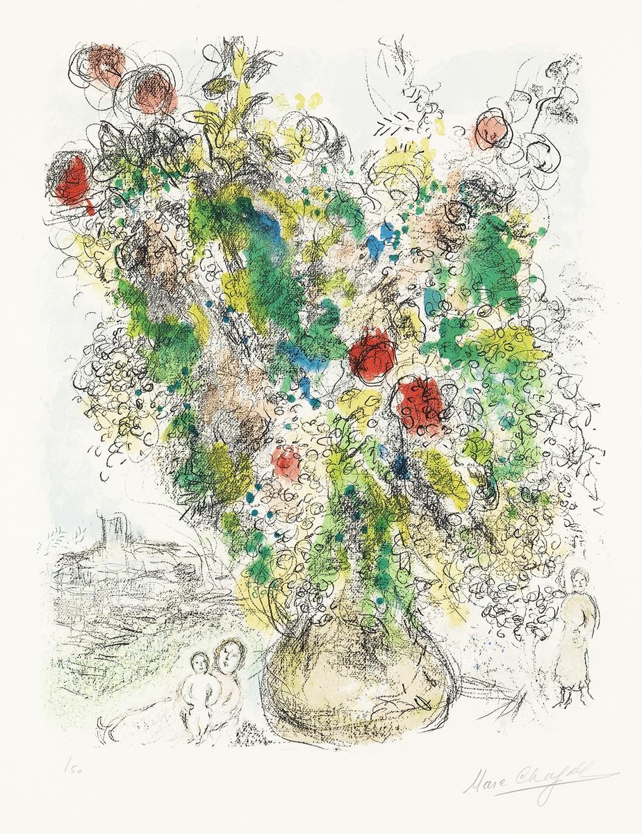 Marc Chagall Roses Et Mimosas (Signed Print) 1975 | For Sale