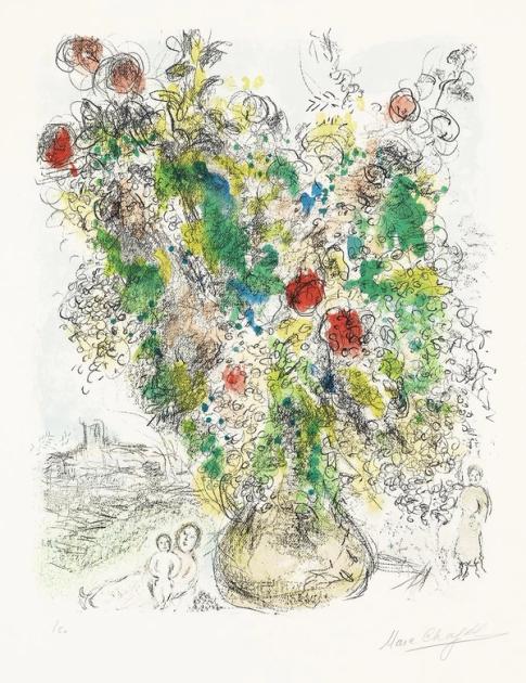 Marc Chagall Roses Et Mimosas (Signed Print) 1975 | For Sale