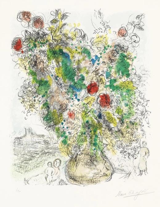 Marc Chagall Roses Et Mimosas (Signed Print) 1975 | For Sale