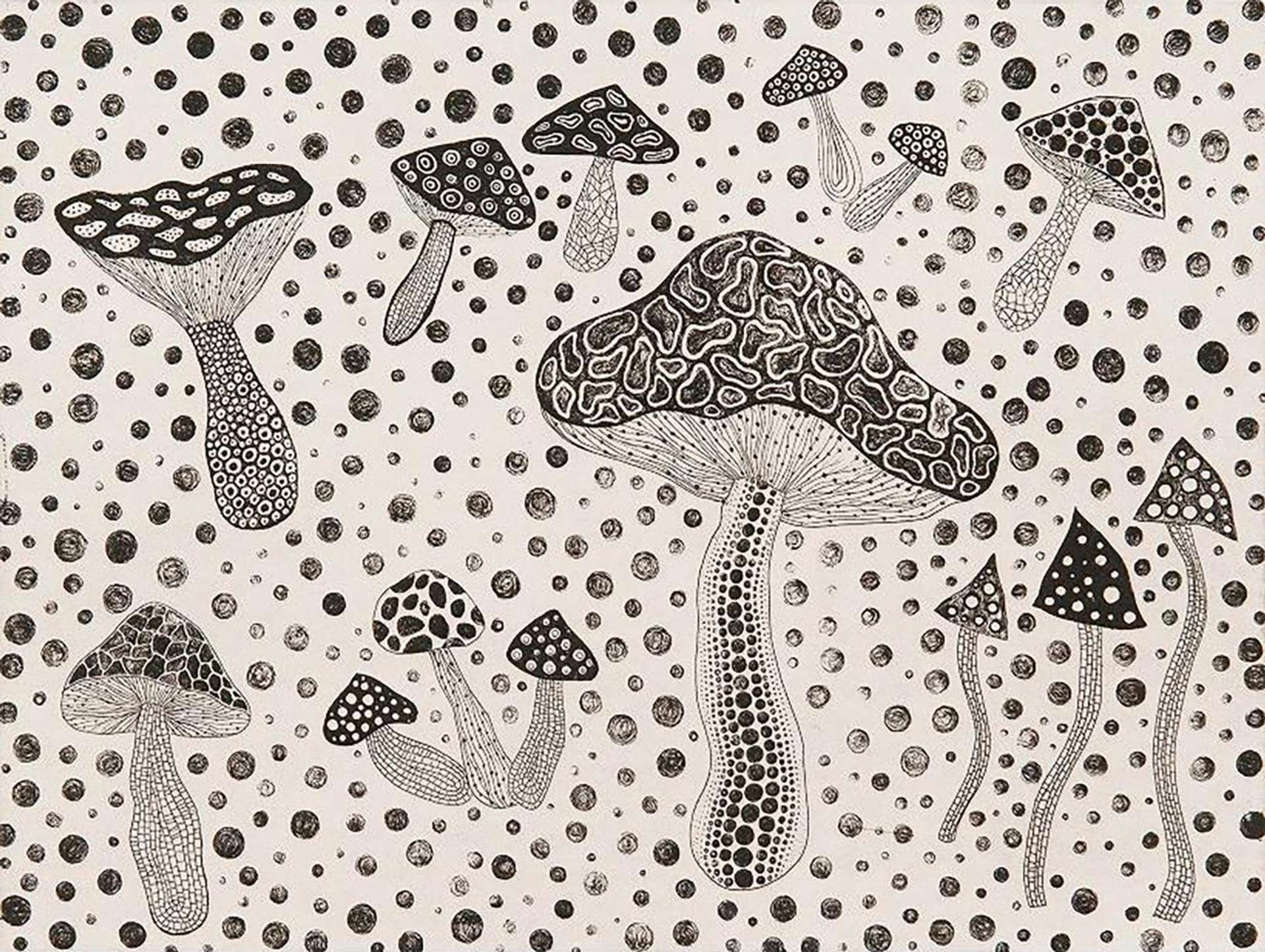 Yayoi Kusama Mushrooms (Signed Print) 1995 | For Sale