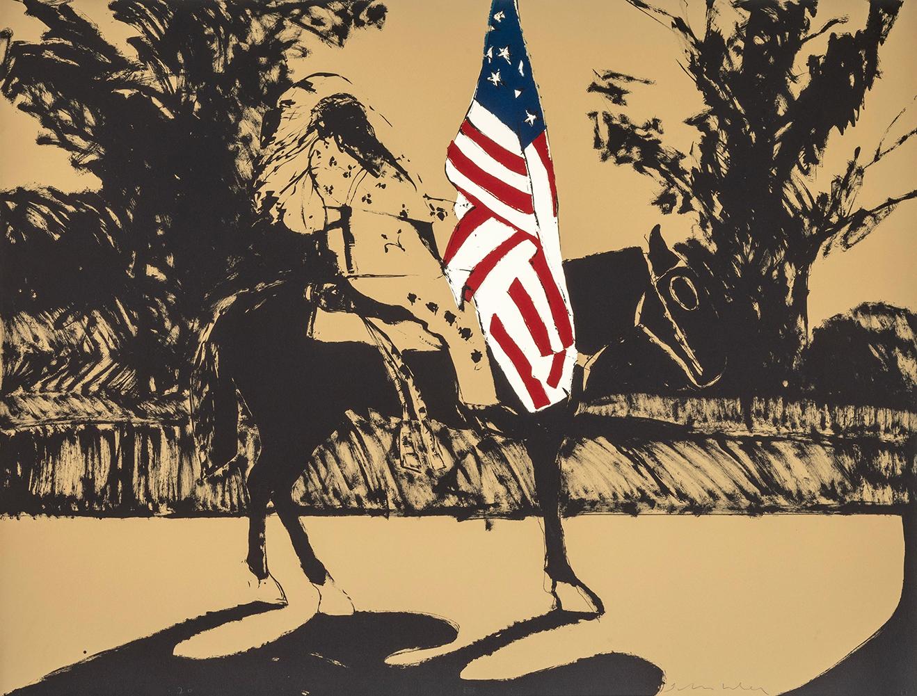 Fritz William Scholder Indian At Crow Fair (Signed Print) 1979