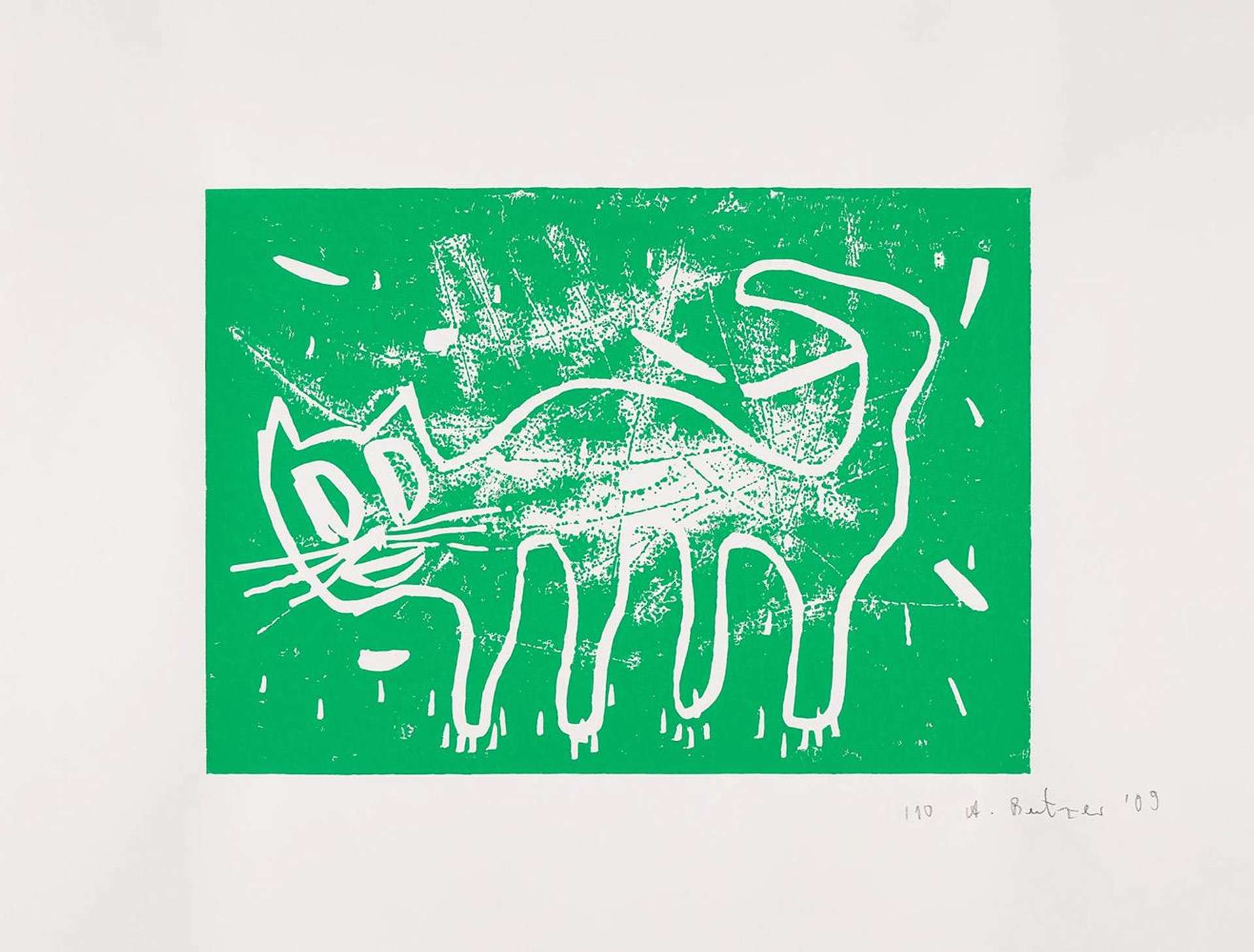 Andre Butzer Katze (light green) (Signed Print) 2009