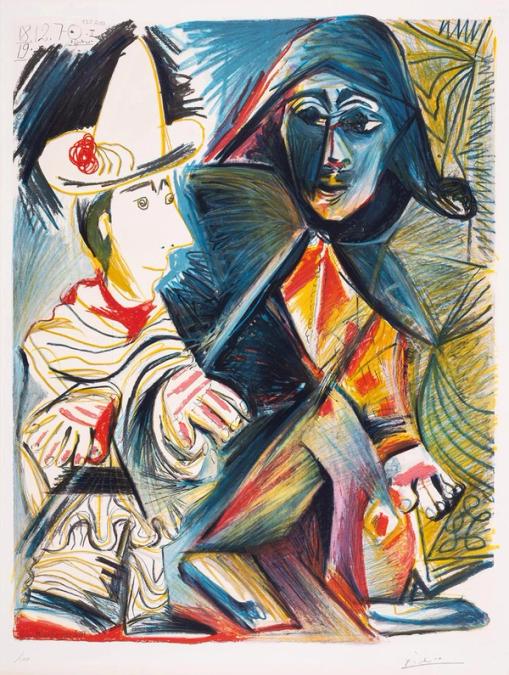Pablo Picasso Le Clown Et L'Harlequin (Signed Print) 1971 | MyArtBroker