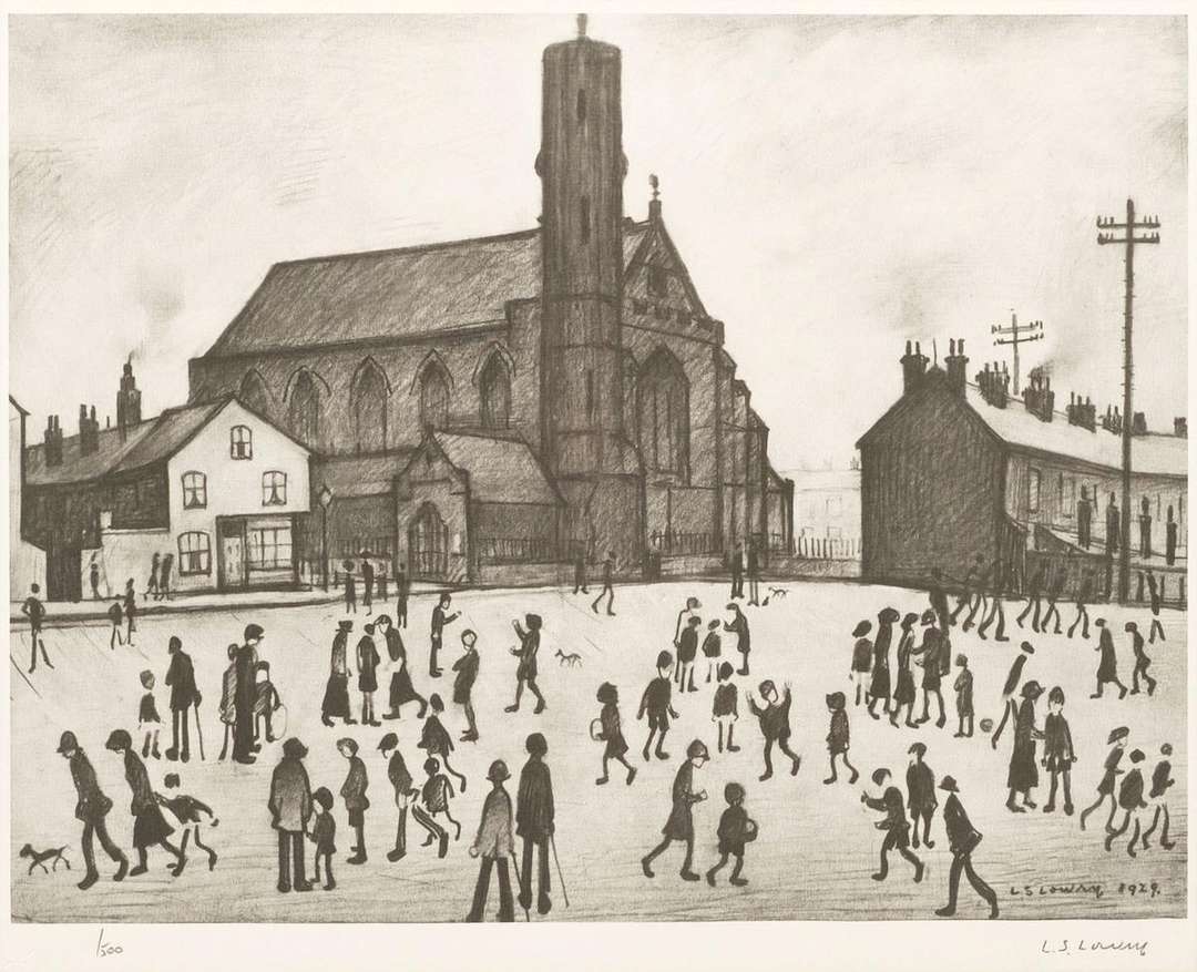 L S Lowry St Mary's Church (Signed Print) 1967 | MyArtBroker