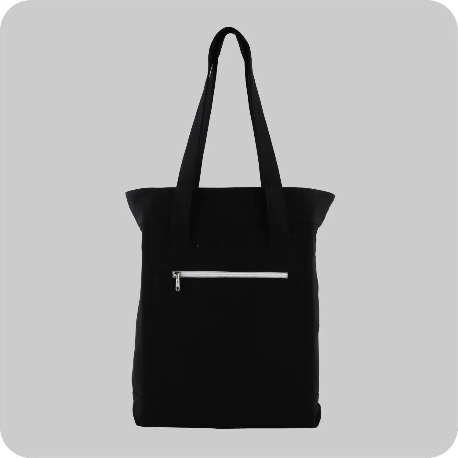 15 X 15 Inches, with a Cute Zipped pocket Black Canvas Bags | oxabags