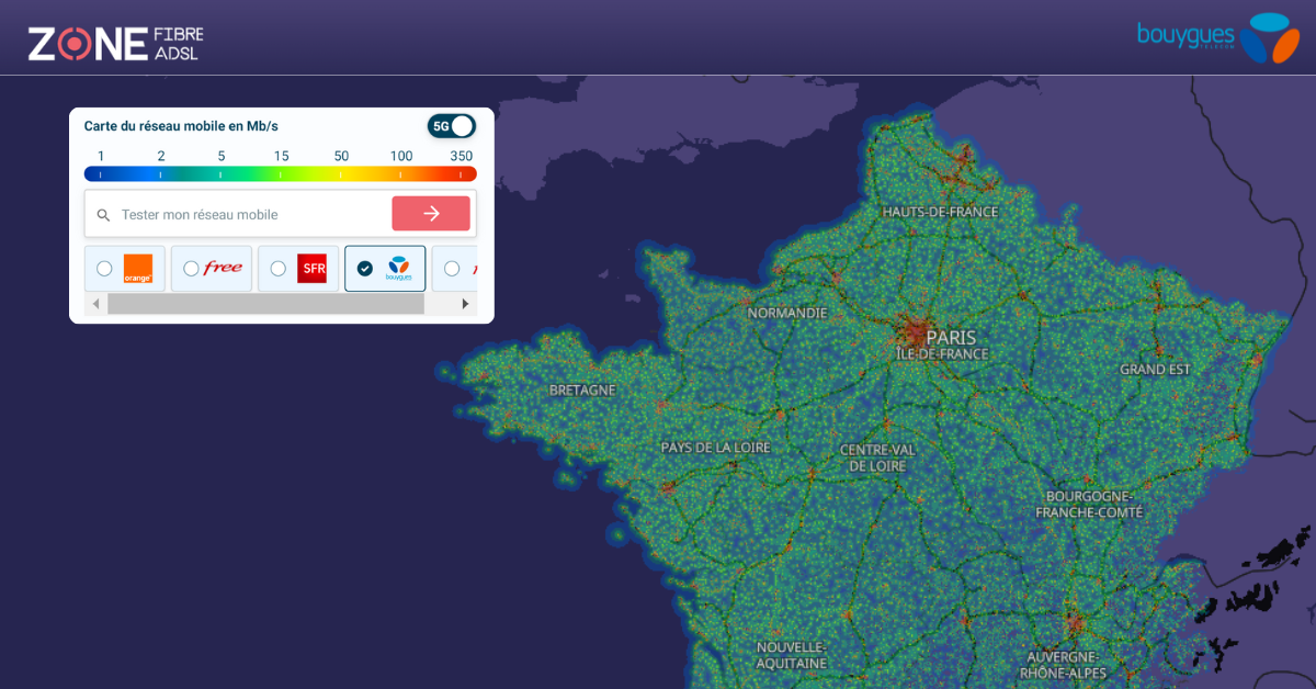 5G Bouygues Telecom - Carte couverture Bouygues Telecom