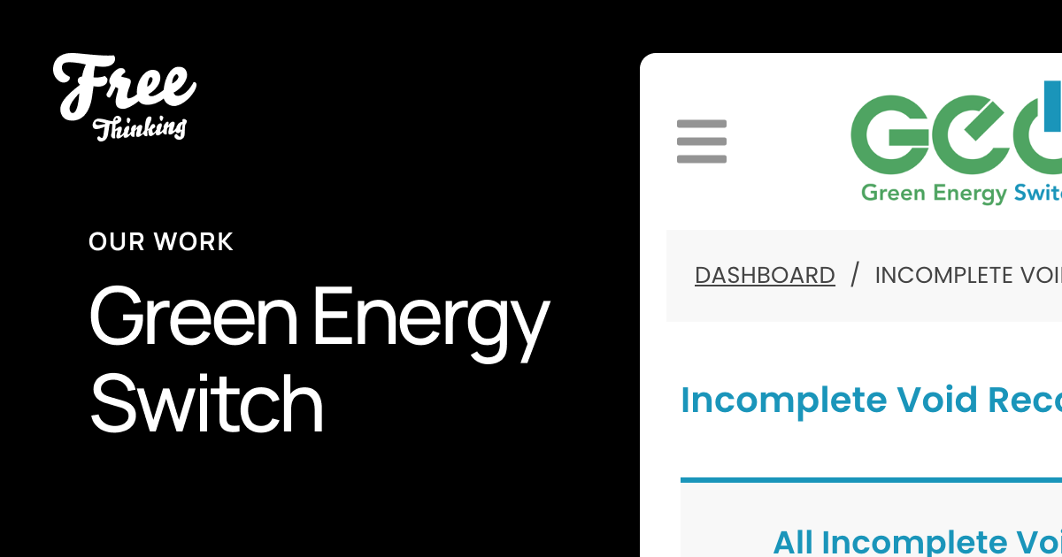 Green Energy Switch Software | Our Work | Free Thinking Design