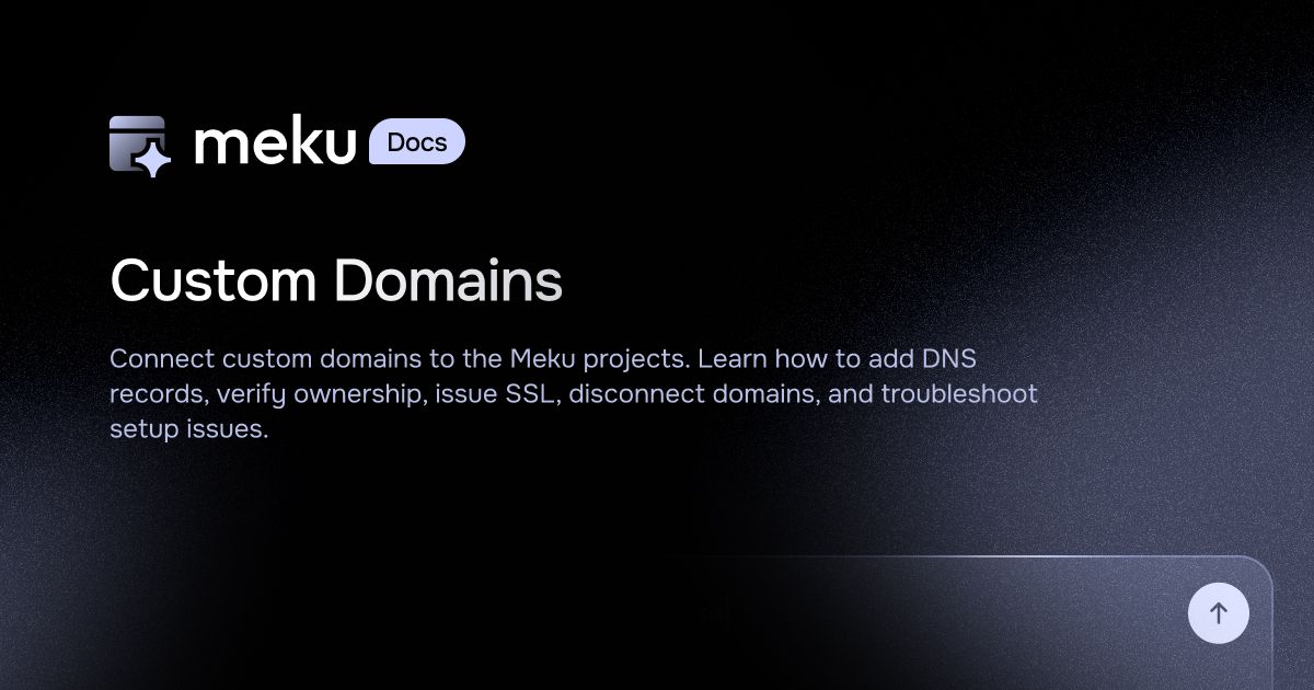Custom Domains - Documentation | Meku.dev