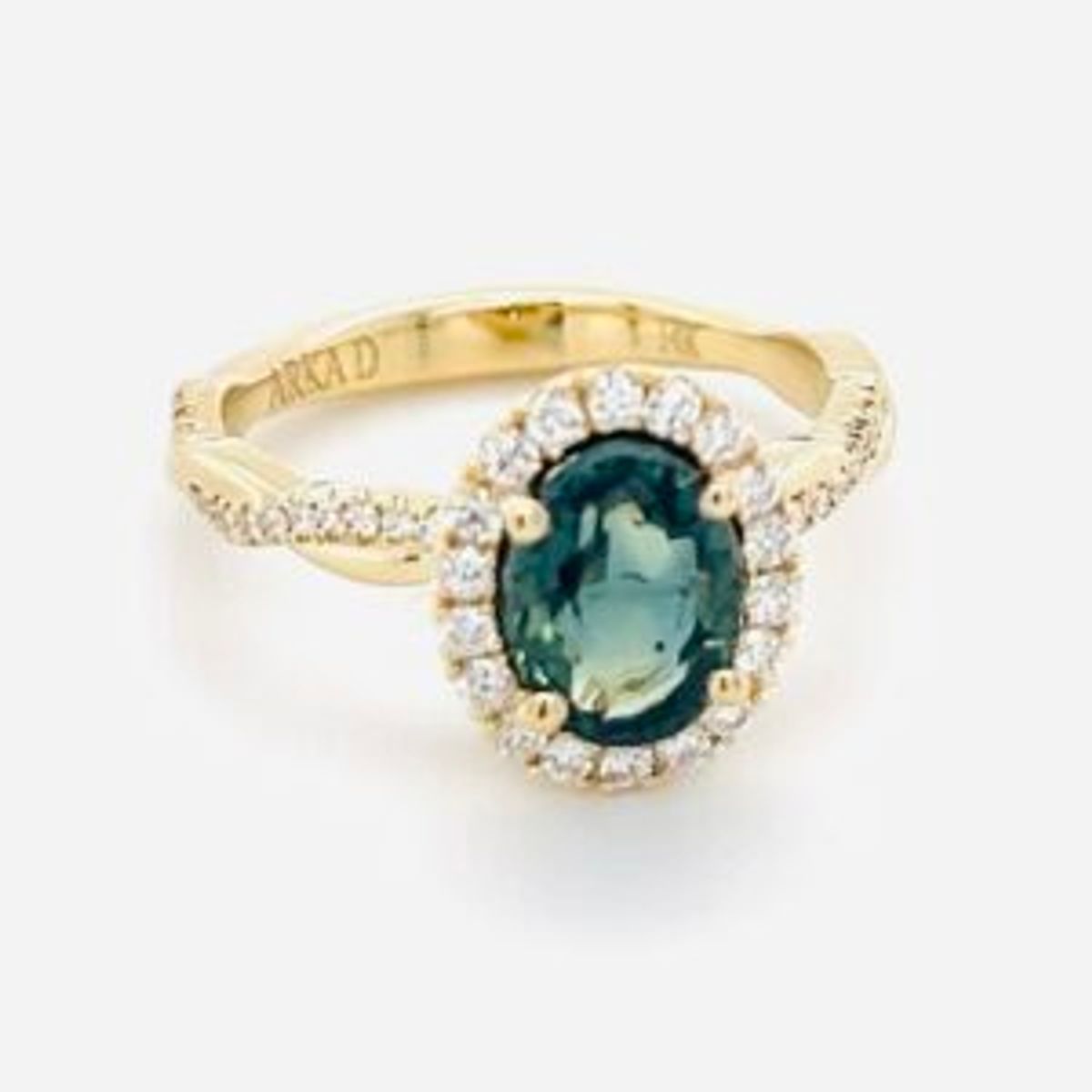 Micro Set Halo Engagement Ring with Twisted Diamond Band | ARKA Designs ...