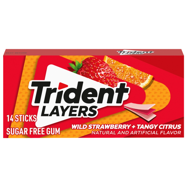 Trident Layers Wild Strawberry and Tangy Citrus (14 pieces) | Trident US