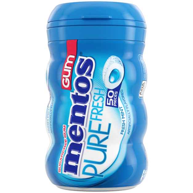 Mentos Pure Fresh Gum Fresh Mint - 50pc Curvy Bottle | Mentos US