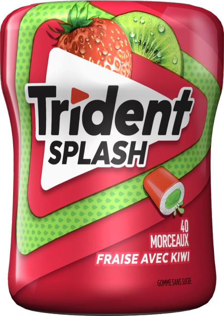 Trident Splash Fraise avec Kiwi Bouteille, 40 Morceaux | Trident Canada